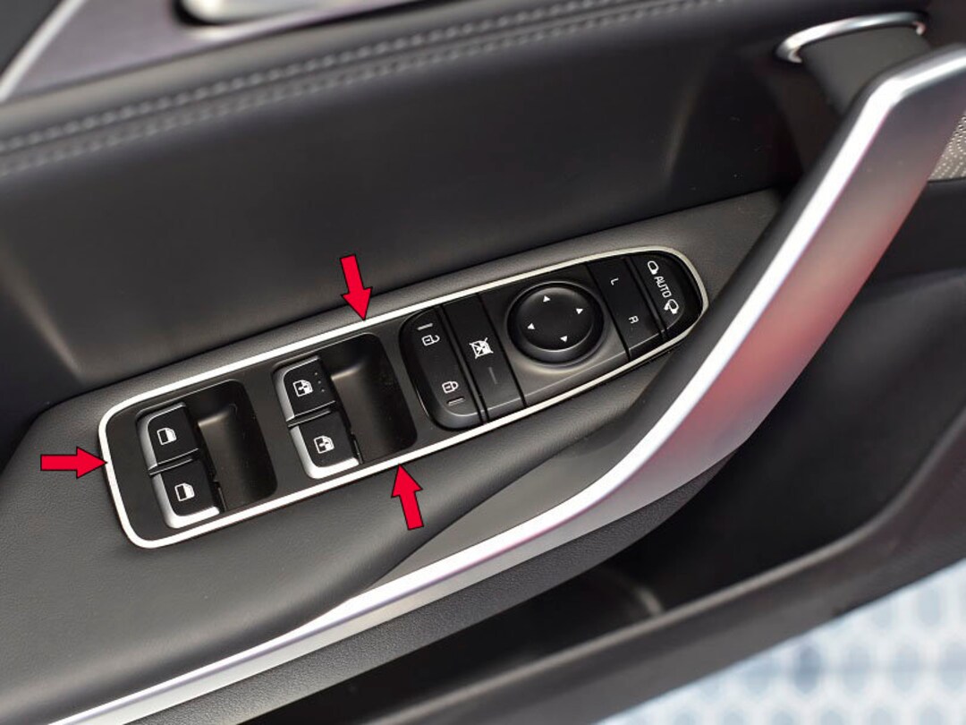 Kia STINGER Door Control Switches Cover 4pcs Stainless Steel Frame ...