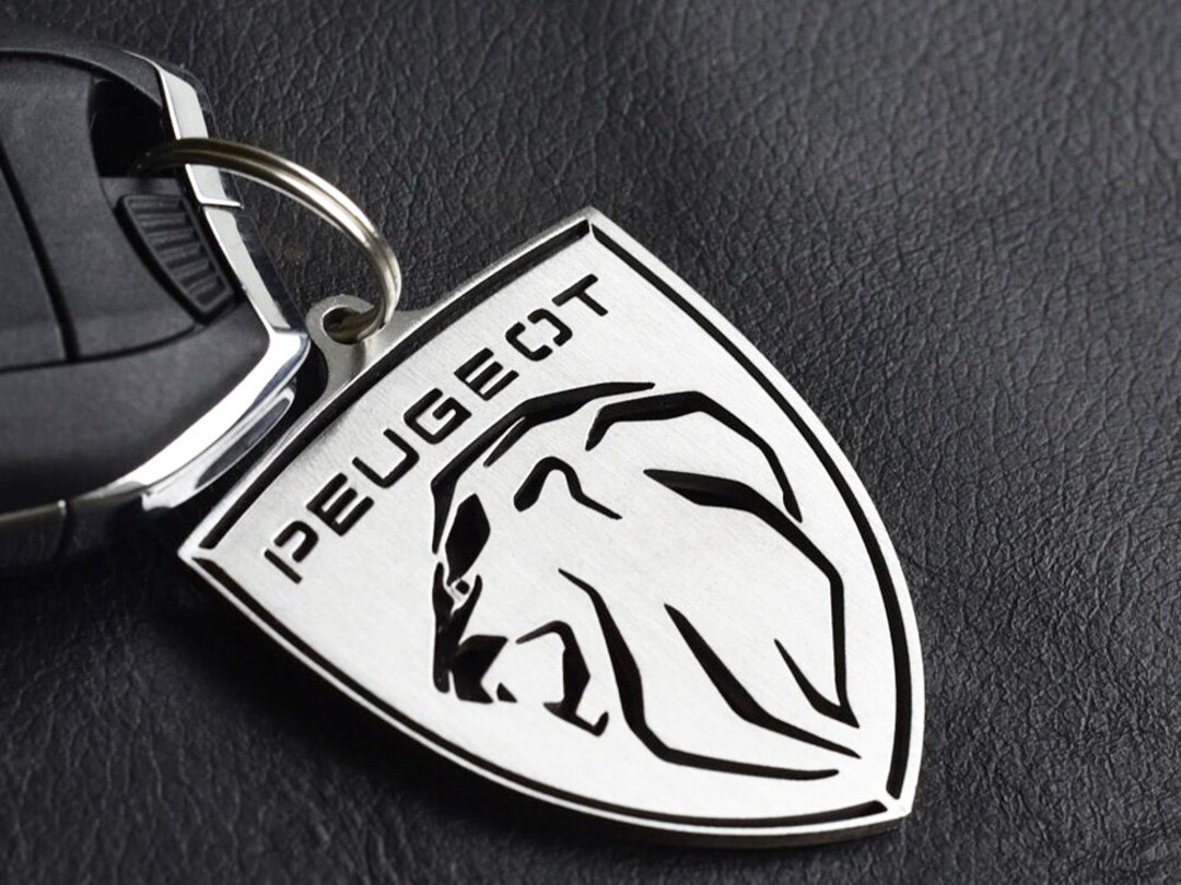 Keyring for PEUGEOT With NEW Lion Emblem Keychain Steel Car Decor ...