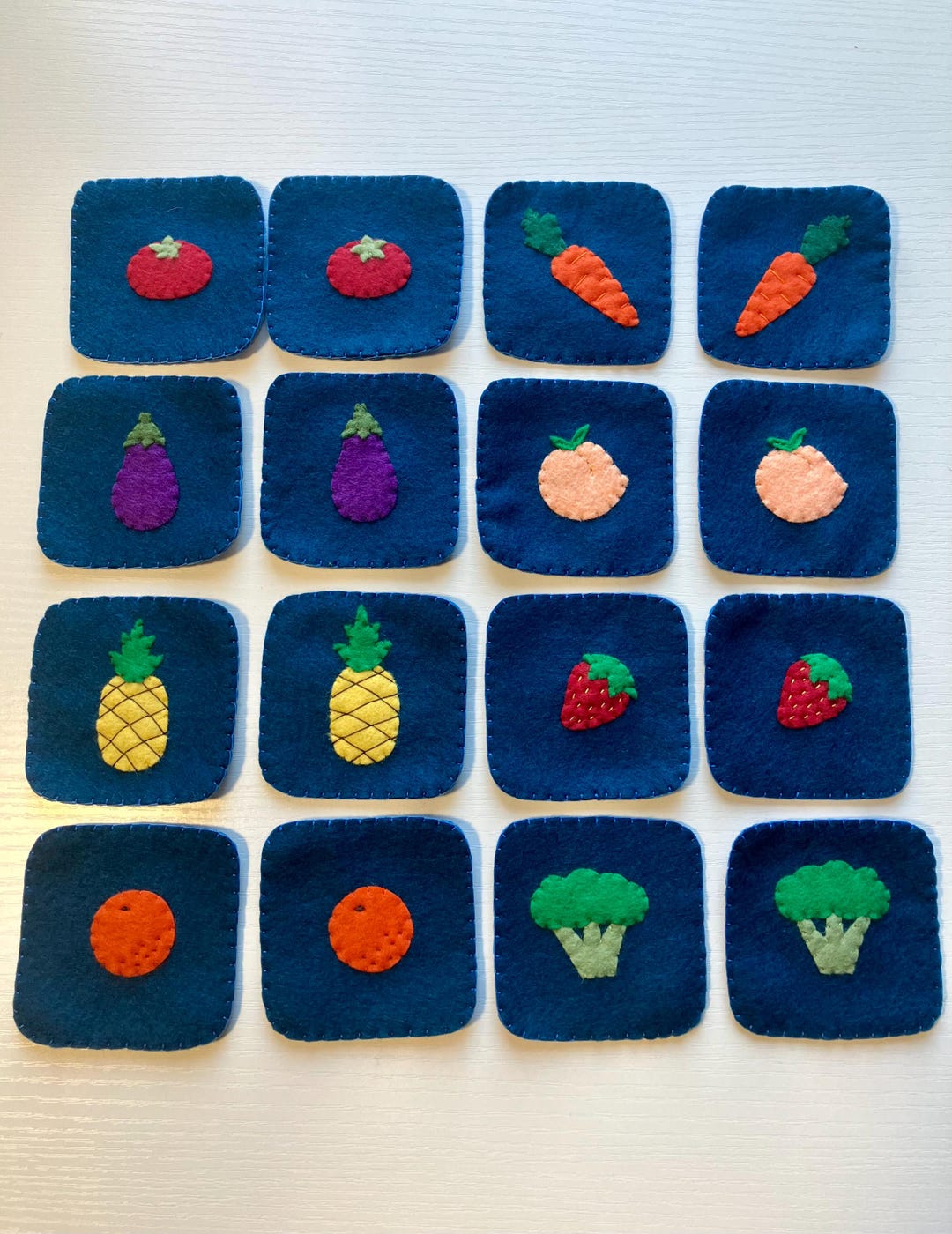 Memory Matching Game Felt Fruits and Vegetables Game Felt Food Toy ...