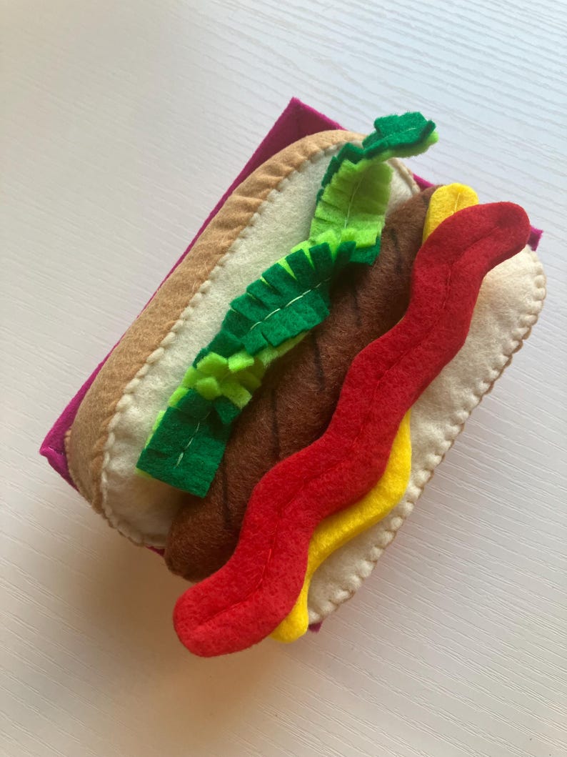 Felt Hot Dog Play Set: Pretend Play Food, BBQ Accessory - Etsy