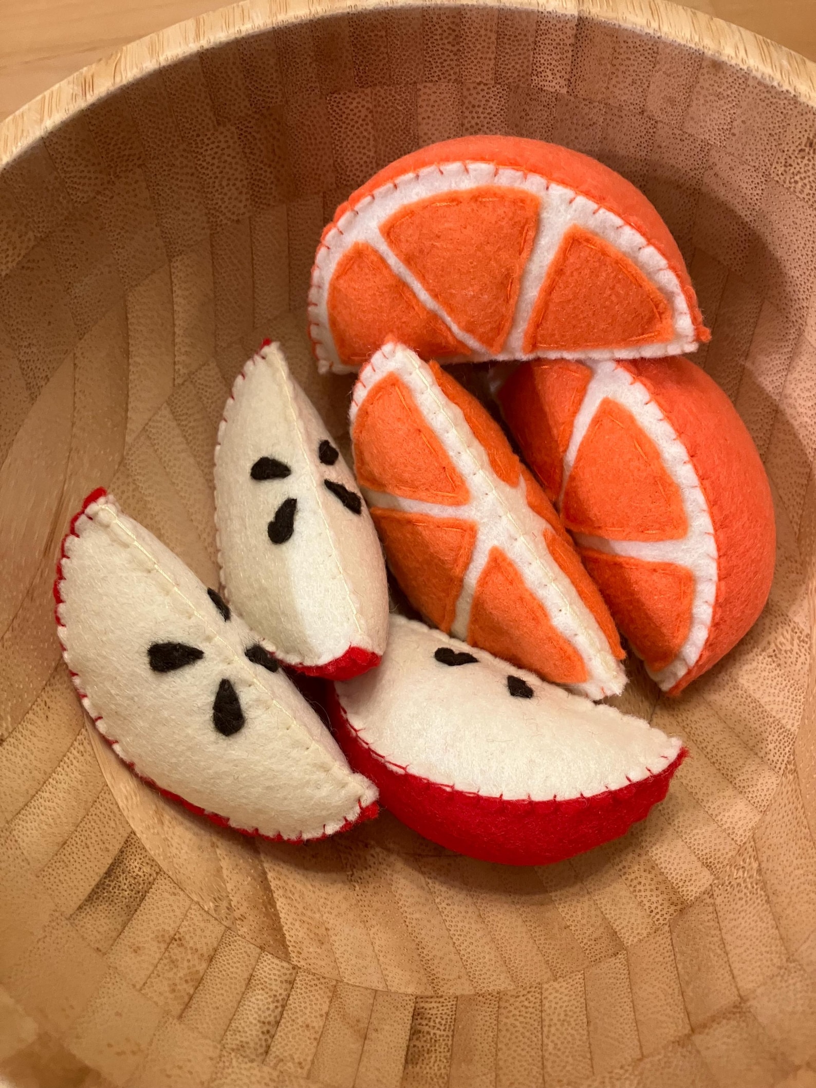 Felt Apple Slices: Pretend Play Food, Play Kitchen Fruit - Etsy