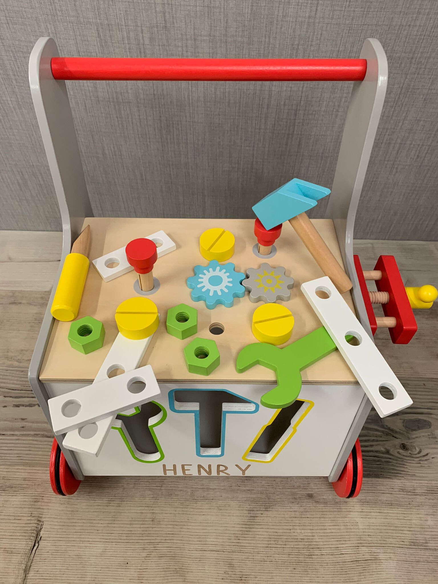 Personalised Wooden Walker With Tool Shapes Learn to Walk - Etsy UK