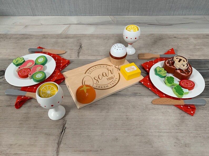 Personalised Wooden Dinner Playset for Two Food and Drink - Etsy