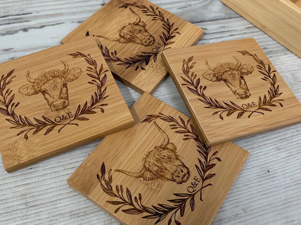 Personalised Wooden Coasters Engraved Coasters Home gift | Etsy