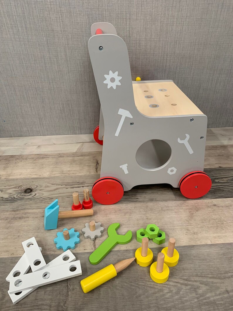 Personalised Wooden Walker With Tool Shapes Learn to Walk - Etsy UK