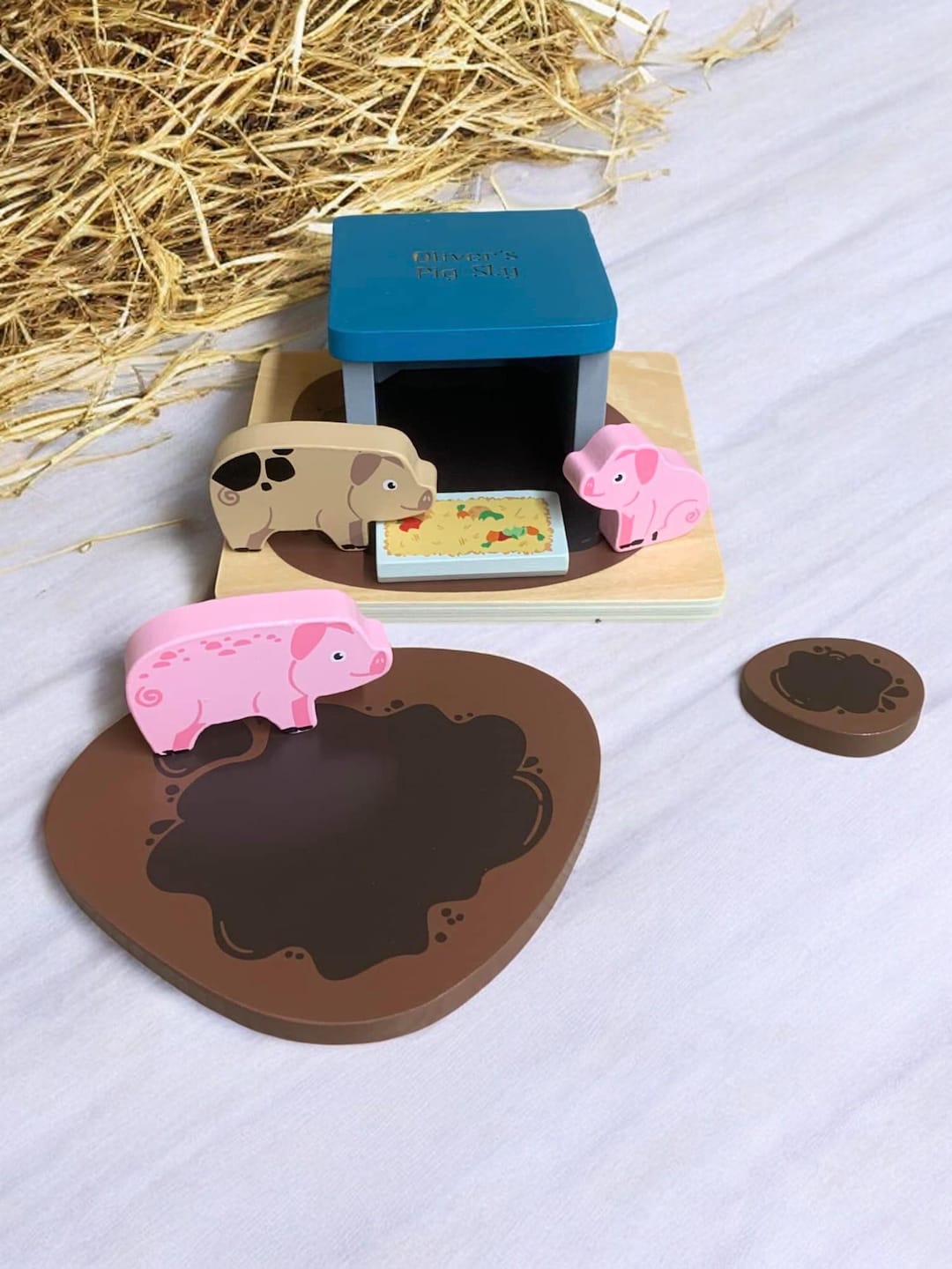 Personalised Wooden Toy Pig Sty Set - Farm Animals - Farm Life - Wooden ...