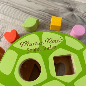 Personalised Tortoise Shape Sorter - Turtle Toy - Engraved Shape Sorter ...