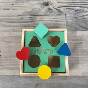Personalised Wooden Shape Sorter Cube Forest and Field Animals Wooden ...