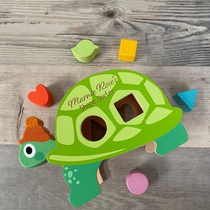 Personalised Tortoise Shape Sorter - Turtle Toy - Engraved Shape Sorter ...
