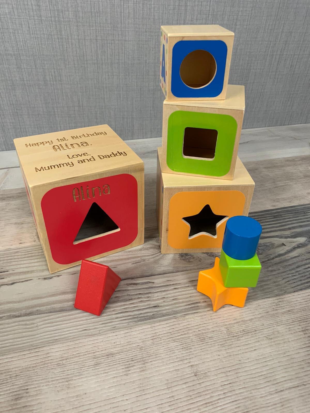 Personalised Wooden Stacking Set ABC Stacking Toy Toddler | Etsy