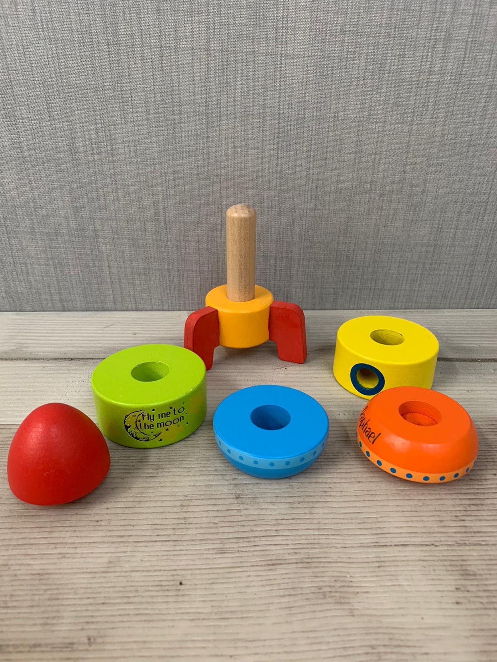 Personalised Wooden Rocket Stacking Toy Engraved Rainbow Toy - Etsy