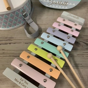 Personalised Unisex Pastel Musical Instruments - Drum, Xylophone ...
