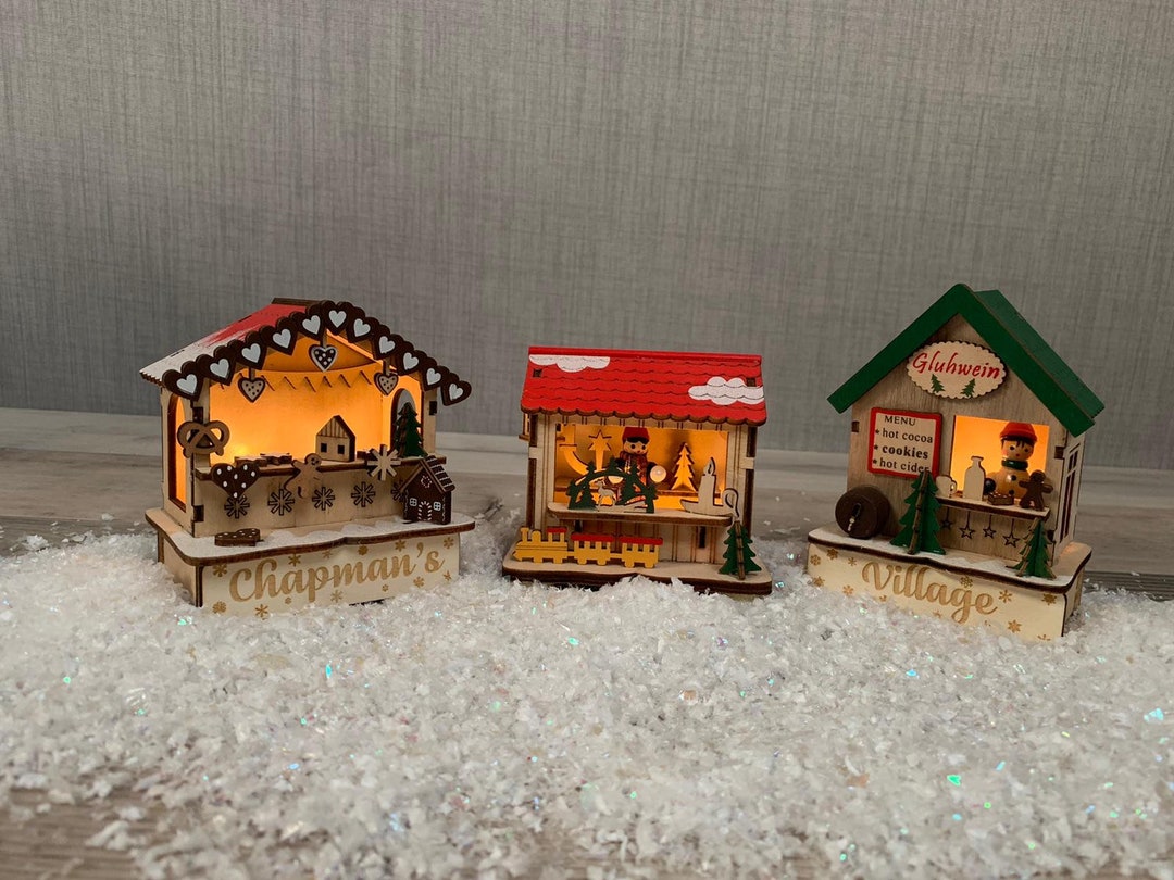 Personalised Light-up Wooden Winter Scene - Christmas Decor - Festive ...