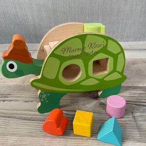 Personalised Tortoise Shape Sorter - Turtle Toy - Engraved Shape Sorter ...