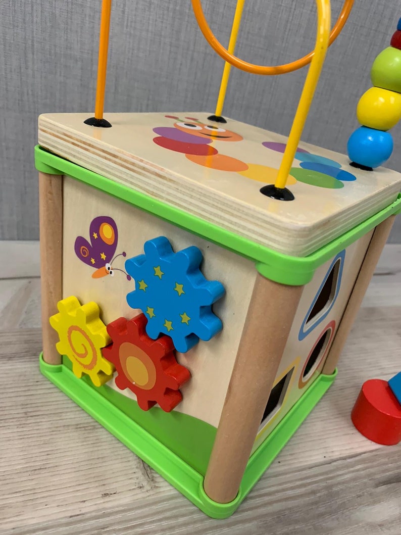 Personalised Wooden Activity Cube Early Learning Toy - Etsy UK