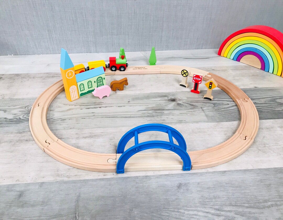 Personalised Wooden Train Set and Railway - Train Toy - Children's ...