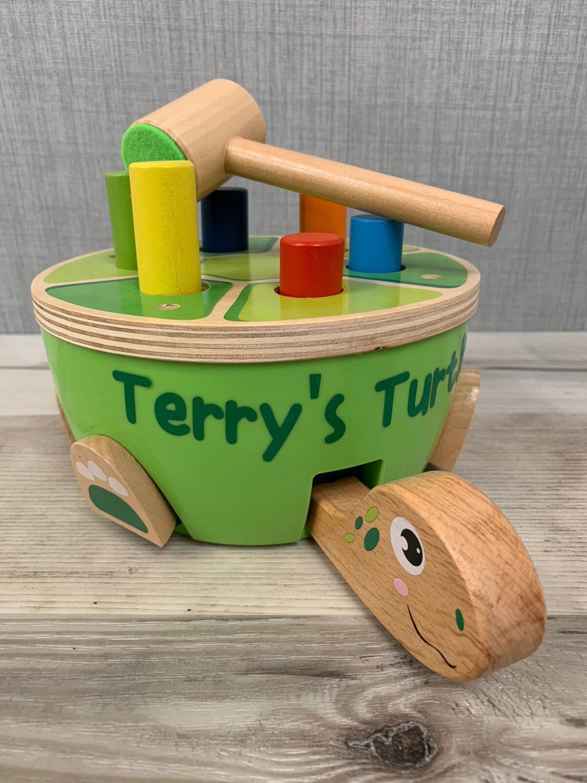 Personalised Wooden Turtle Game - Wooden Turtle Toy - Personalised Toys ...