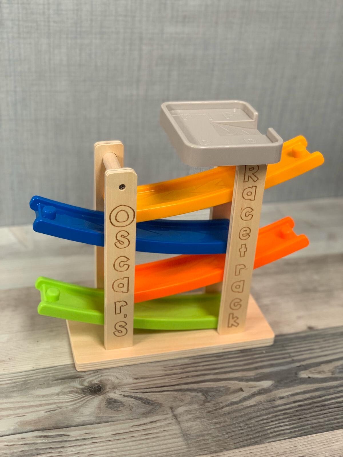 Personalised Wooden Race Car Track With Cars Engraved Toy | Etsy UK