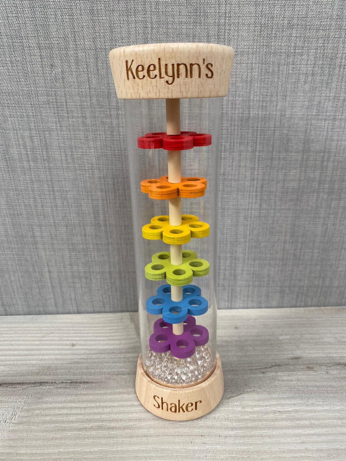 Personalised Wooden Rainbow Rattle Acoustic Toy Rainmaker | Etsy UK