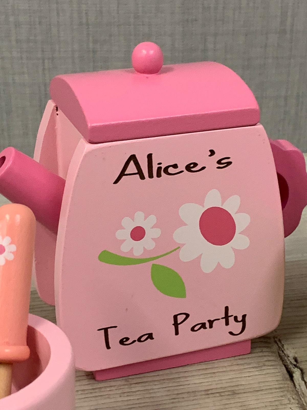 Personalised Wooden Tea Set Pink and Green Tea Party | Etsy