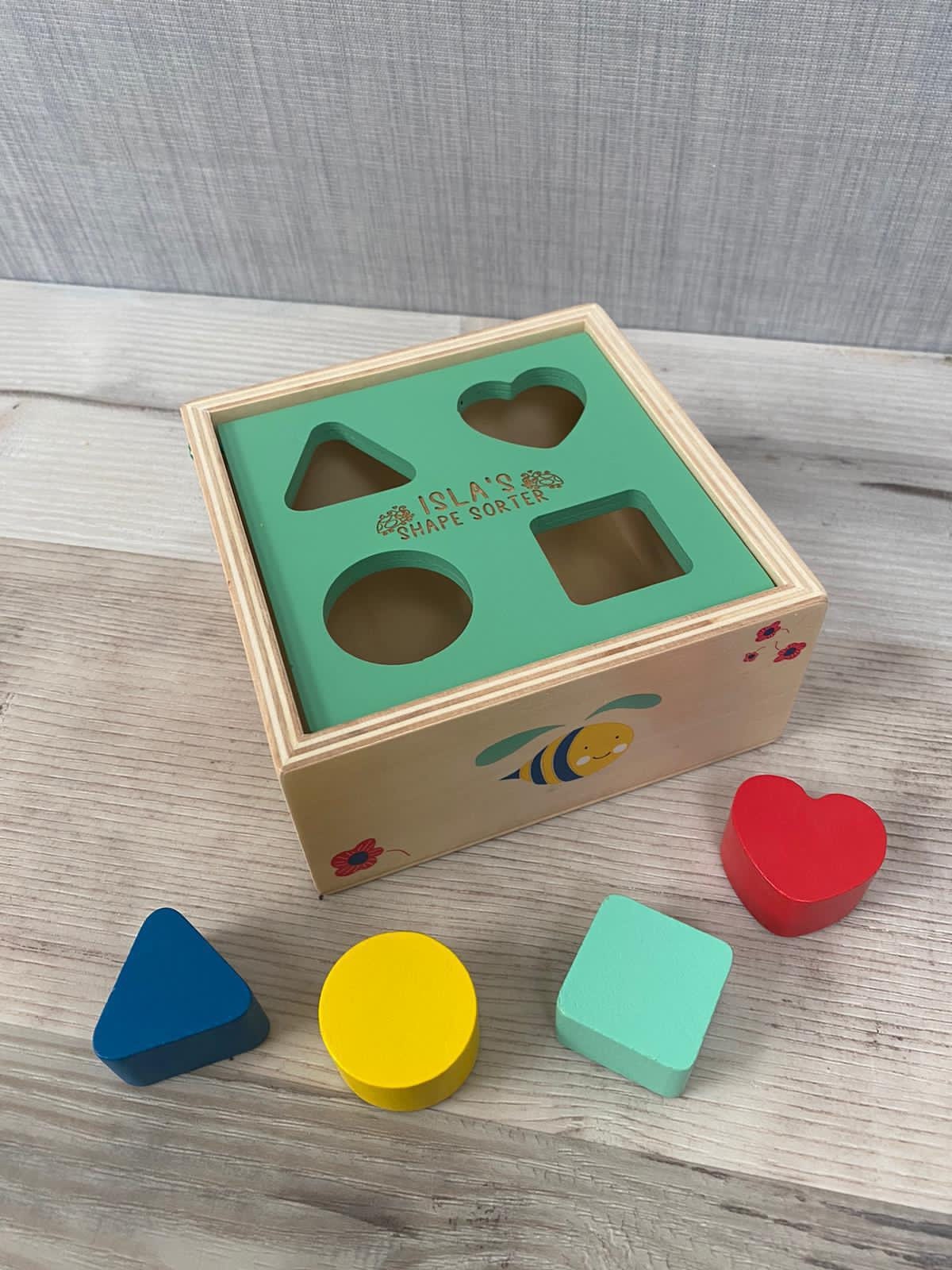Personalised Wooden Shape Sorter Cube Forest and Field - Etsy UK
