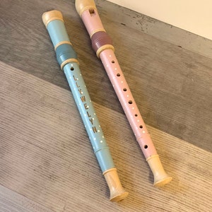Personalised Wooden Flute/recorder - Pink or Blue - Kids Instrument ...