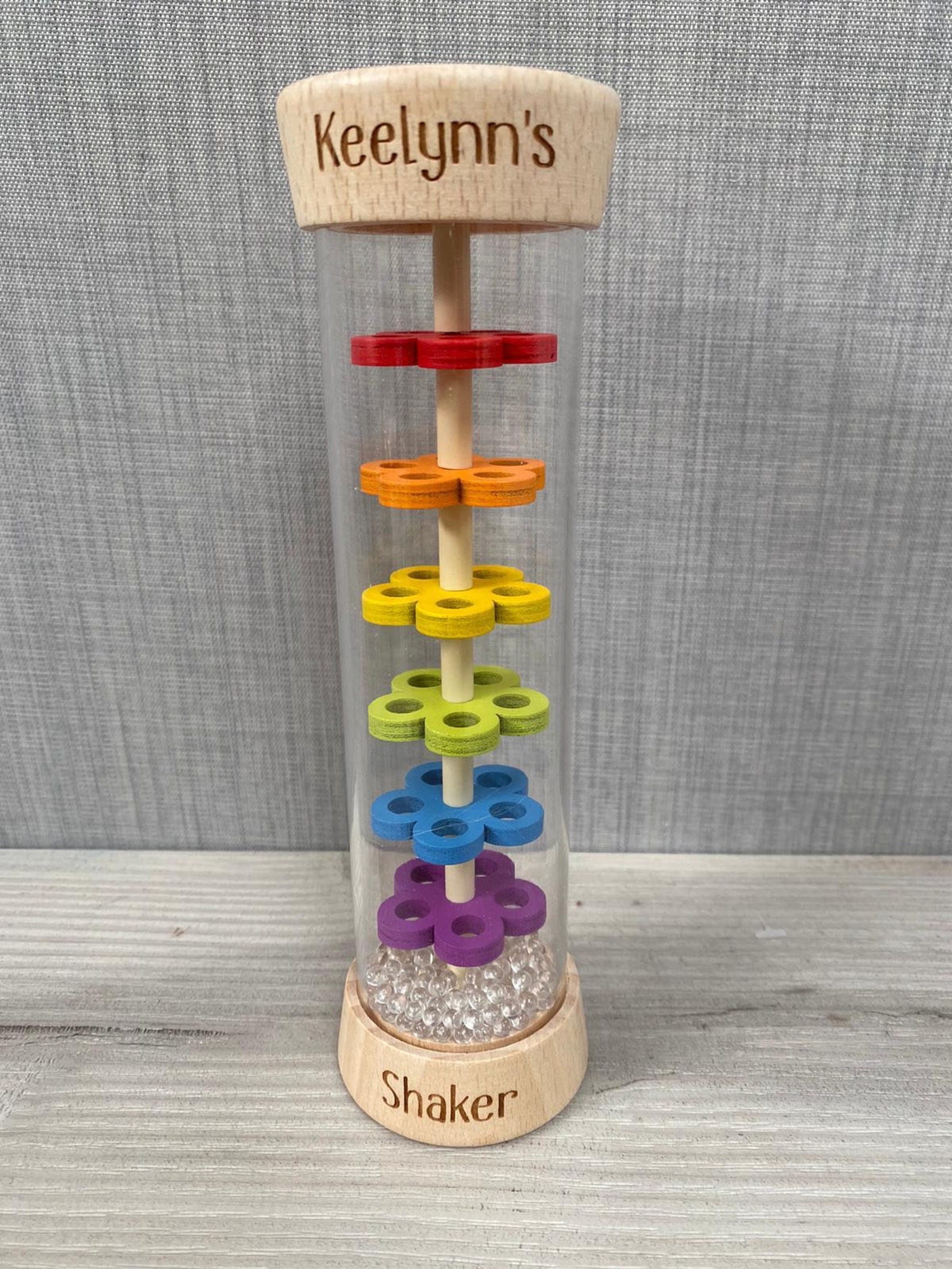 Personalised Wooden Rainbow Rattle Acoustic Toy Rainmaker | Etsy