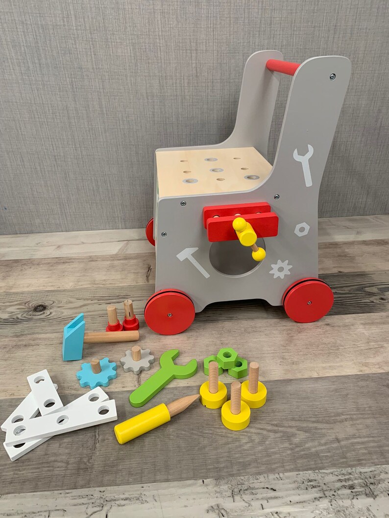 Personalised Wooden Walker With Tool Shapes Learn to Walk - Etsy UK