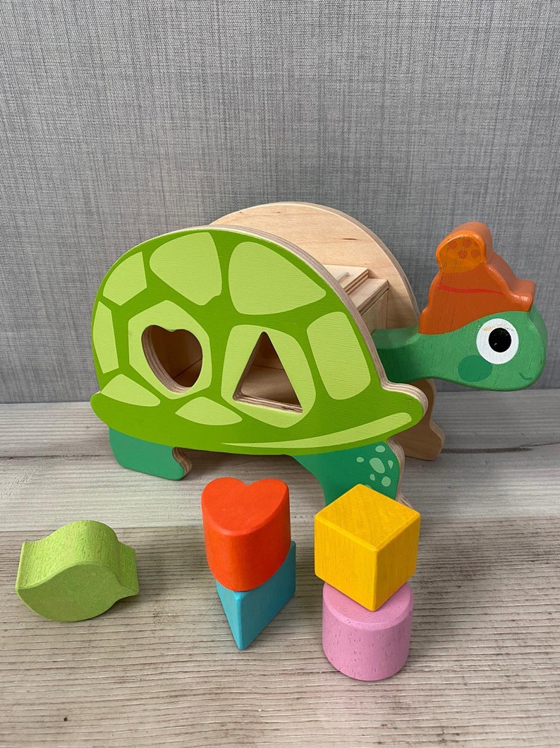 Personalised Tortoise Shape Sorter - Turtle Toy - Engraved Shape Sorter ...