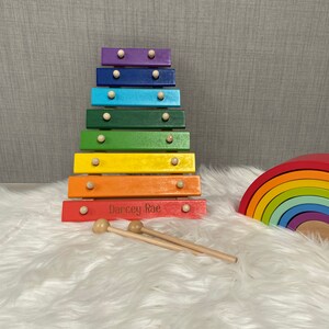 Personalised Wooden Rainbow Xylophone - Engraved Toy - Children’s ...