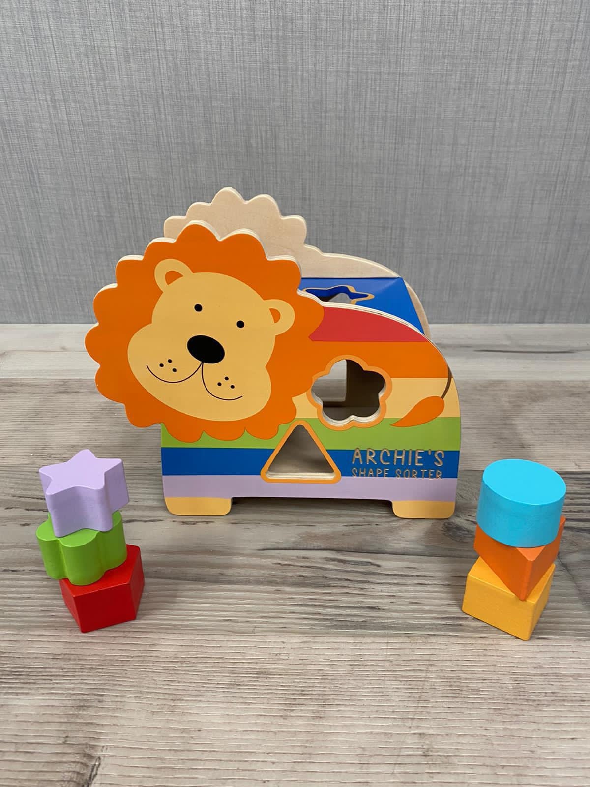 Personalised Lion Shape Sorter Wooden Animal Toys Shape - Etsy