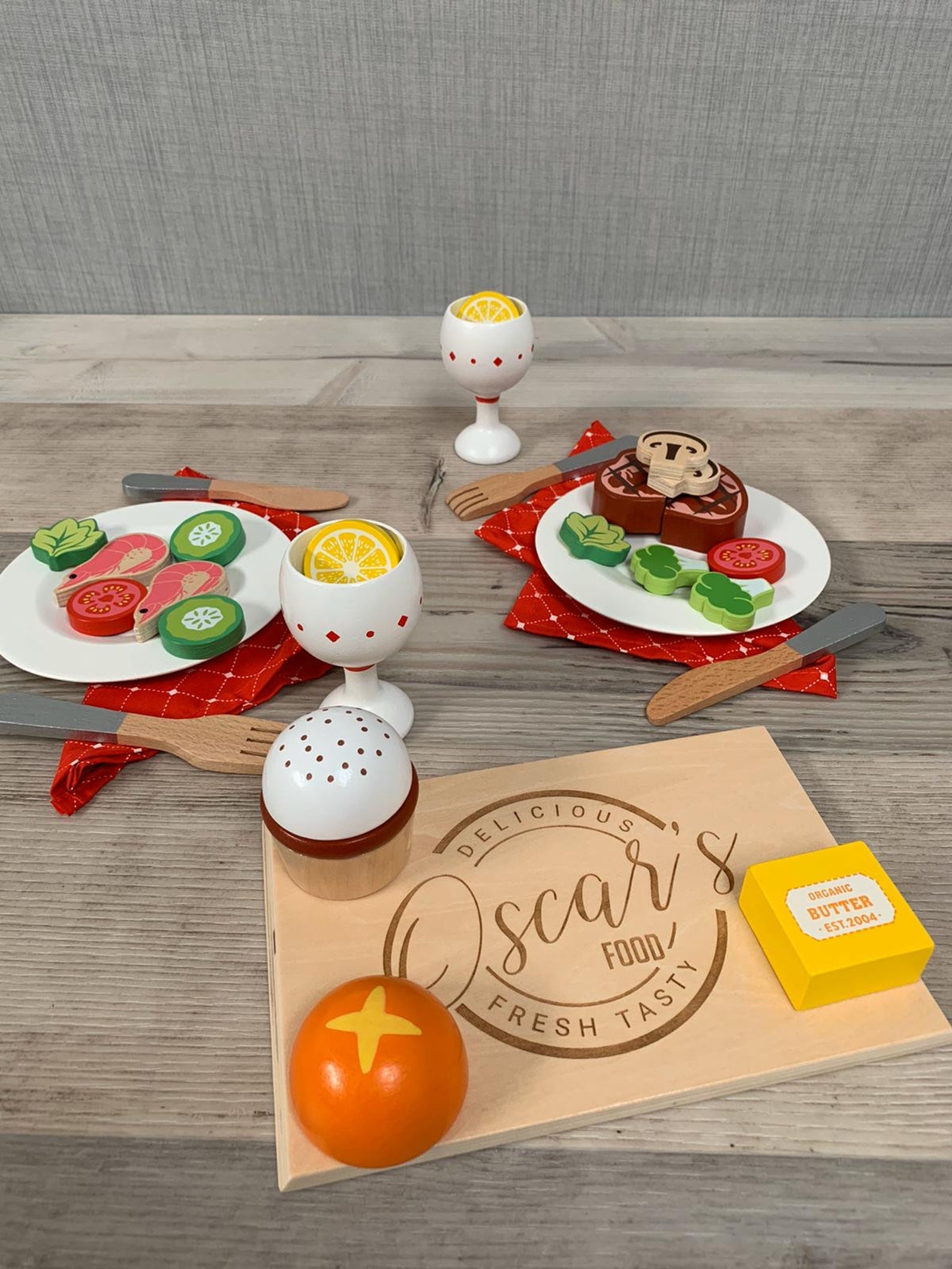 Personalised Wooden Dinner Playset for Two Food and Drink - Etsy