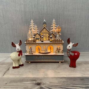 Personalised Wooden Light-up Music Box - Christmas Decor - LED Music ...