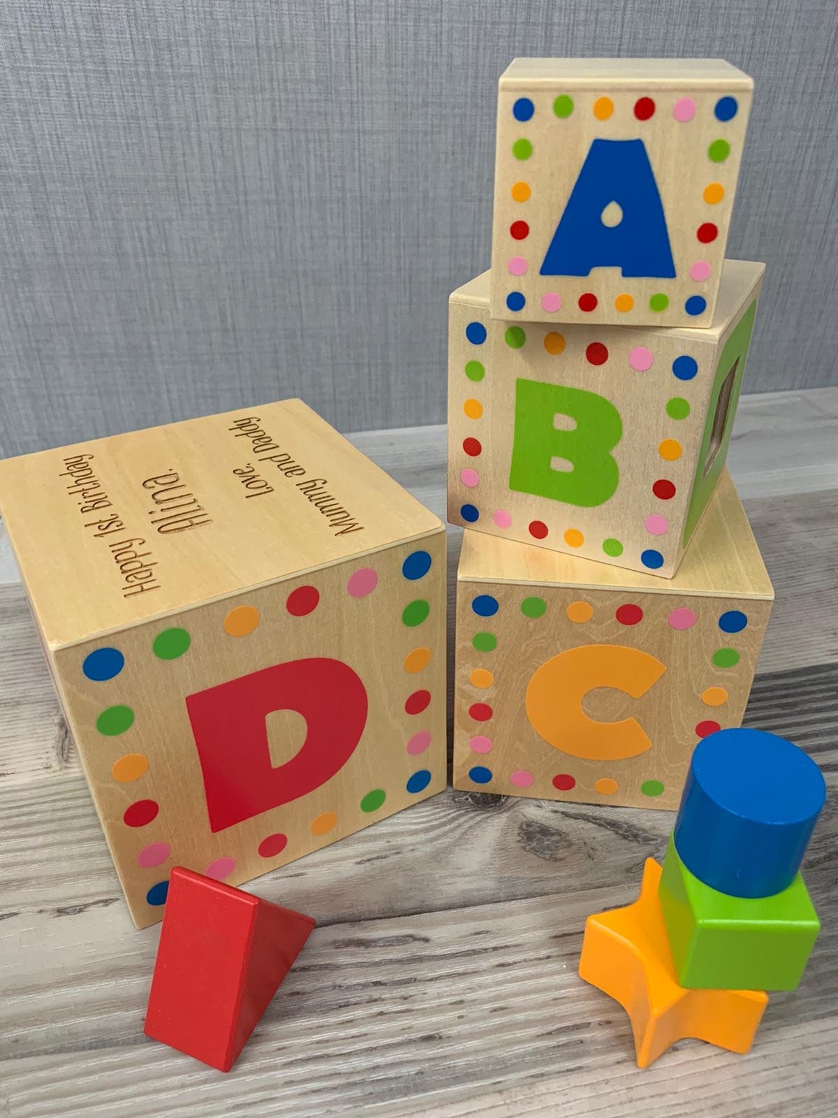 Personalised Wooden Stacking Set ABC Stacking Toy Toddler | Etsy