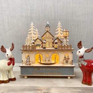 Personalised Wooden Light-up Music Box - Christmas Decor - LED Music ...
