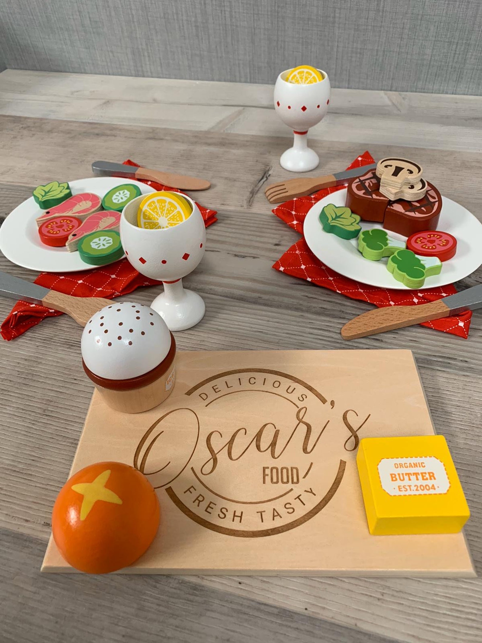Personalised Wooden Dinner Playset for Two Food and Drink - Etsy