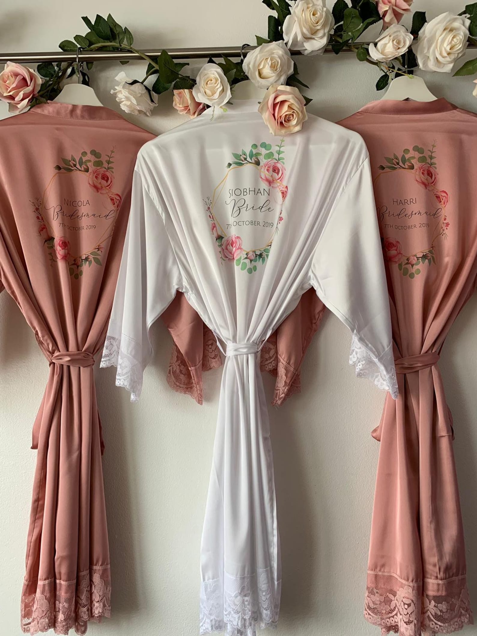 Personalised wedding robes Serena range Bridesmaid floral | Etsy