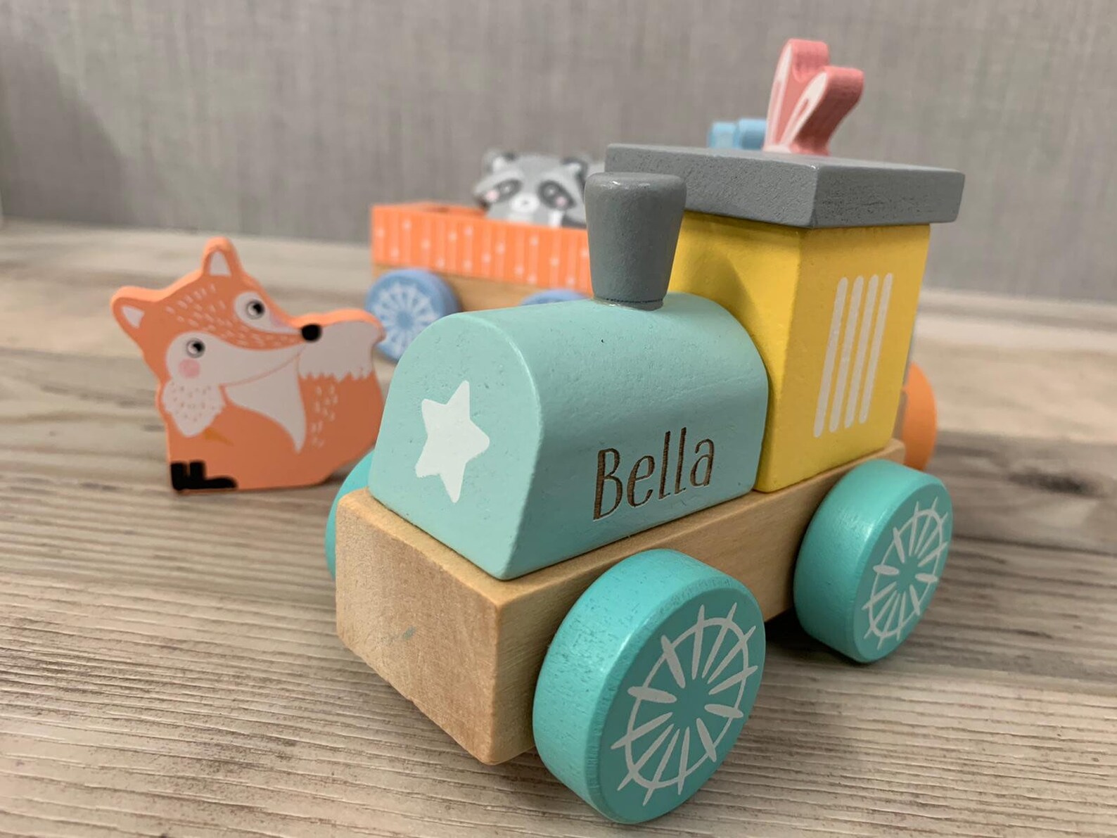 Personalised Wooden Train and Animal Friends Unisex Toys - Etsy