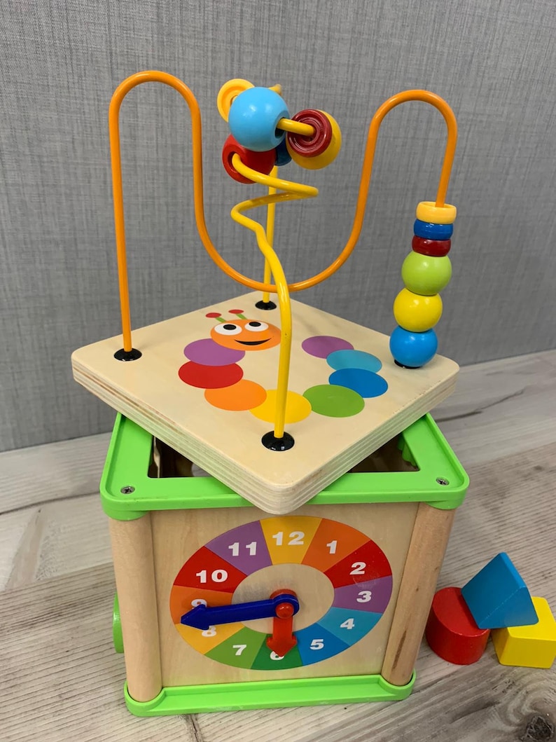 Personalised Wooden Activity Cube Early Learning Toy - Etsy UK