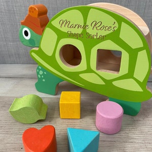 Personalised Tortoise Shape Sorter - Turtle Toy - Engraved Shape Sorter ...