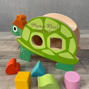 Personalised Tortoise Shape Sorter - Turtle Toy - Engraved Shape Sorter ...