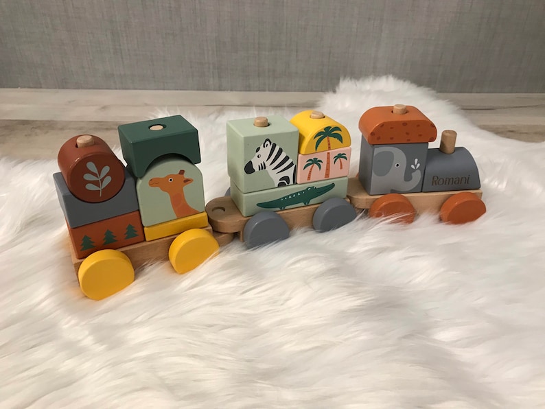 Personalised Wooden Safari Train Unisex Toys Push Along - Etsy
