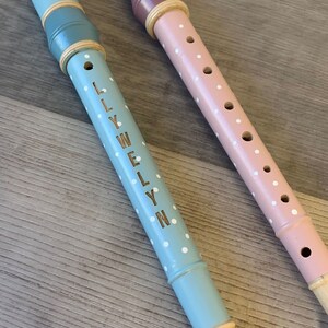 Personalised Wooden Flute/recorder - Pink or Blue - Kids Instrument ...