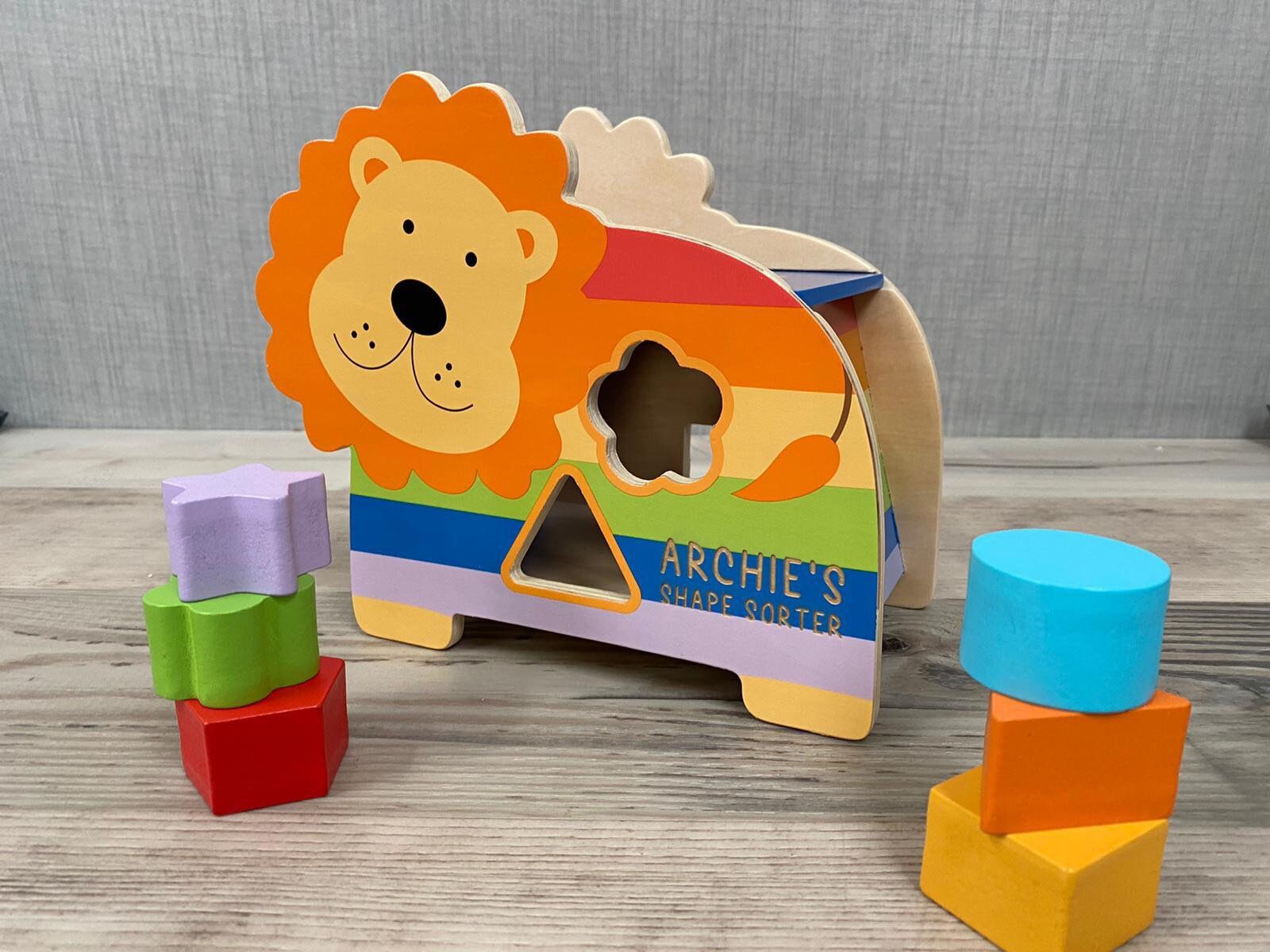 Personalised Lion Shape Sorter Wooden Animal Toys Shape - Etsy
