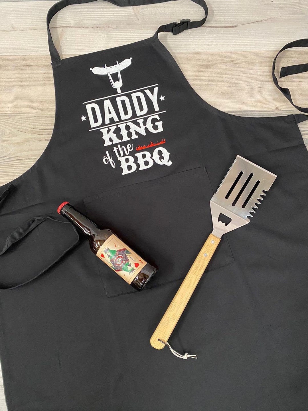 Personalised Black BBQ Apron - Barbecue Apron - Cooking Bib - Father’s ...
