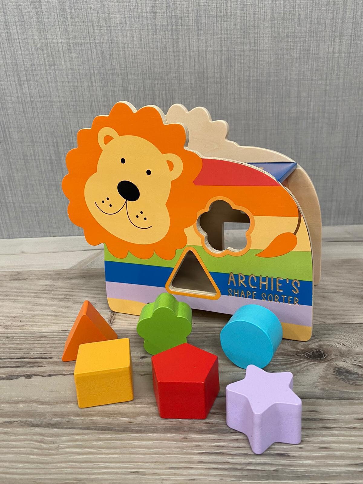 Personalised Lion Shape Sorter Wooden Animal Toys Shape - Etsy