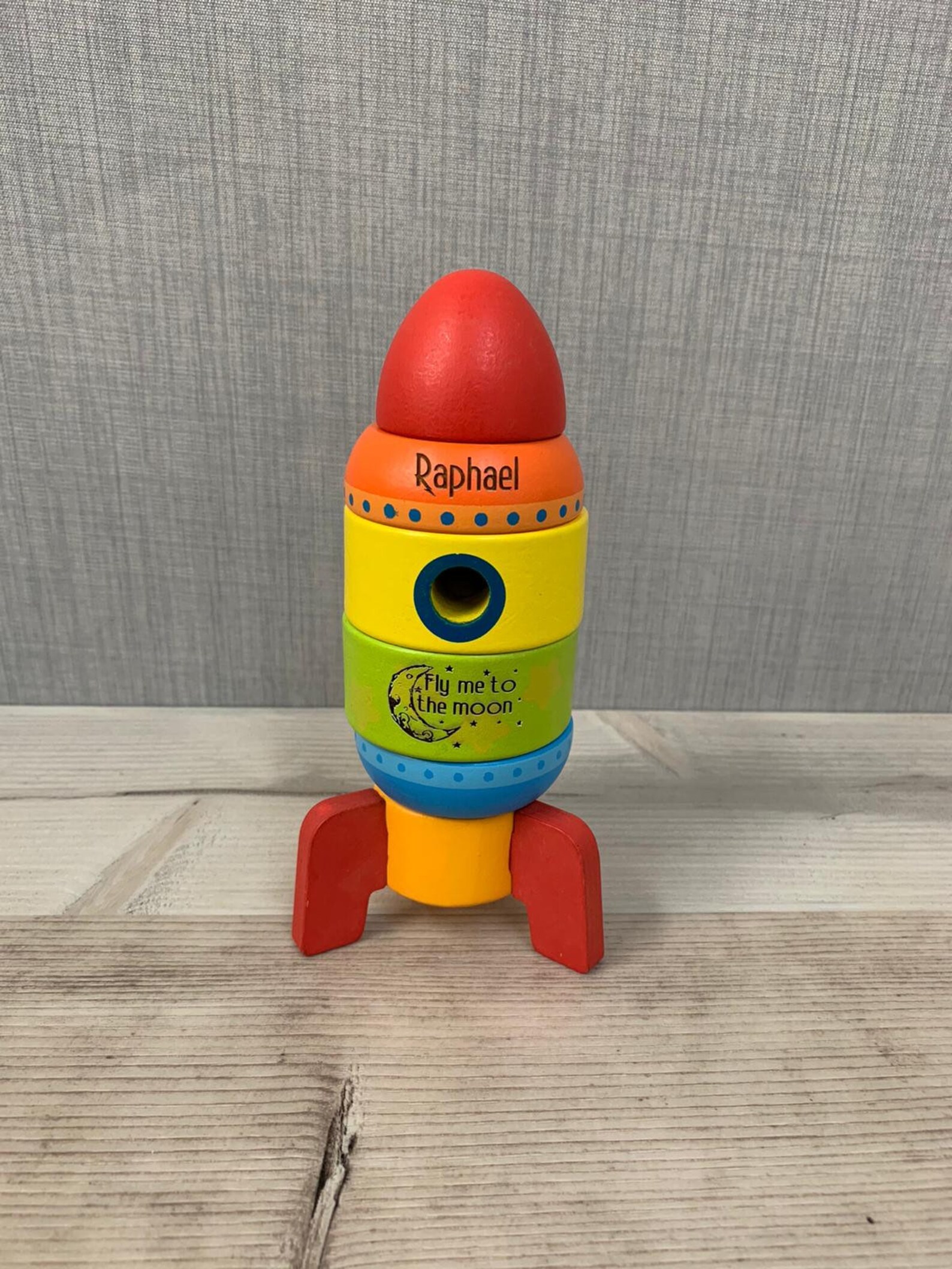 Personalised Wooden Rocket Stacking Toy Engraved Rainbow Toy - Etsy