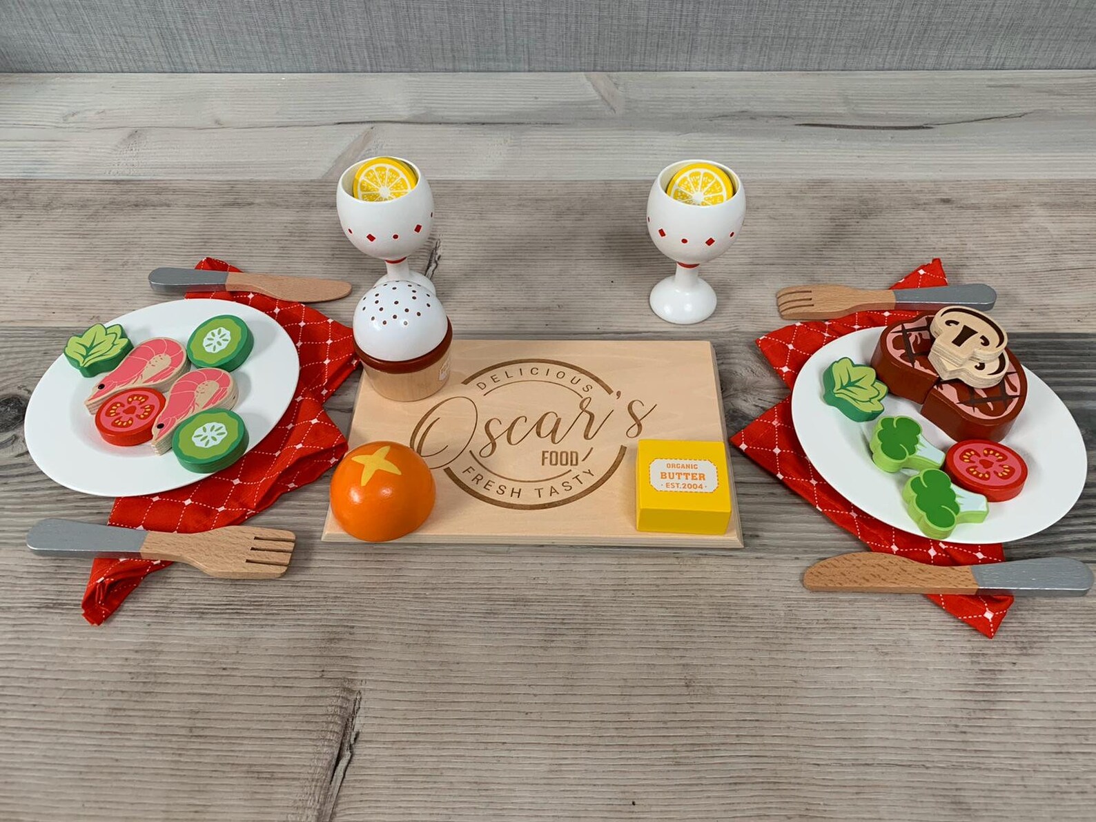 Personalised Wooden Dinner Playset for Two Food and Drink - Etsy