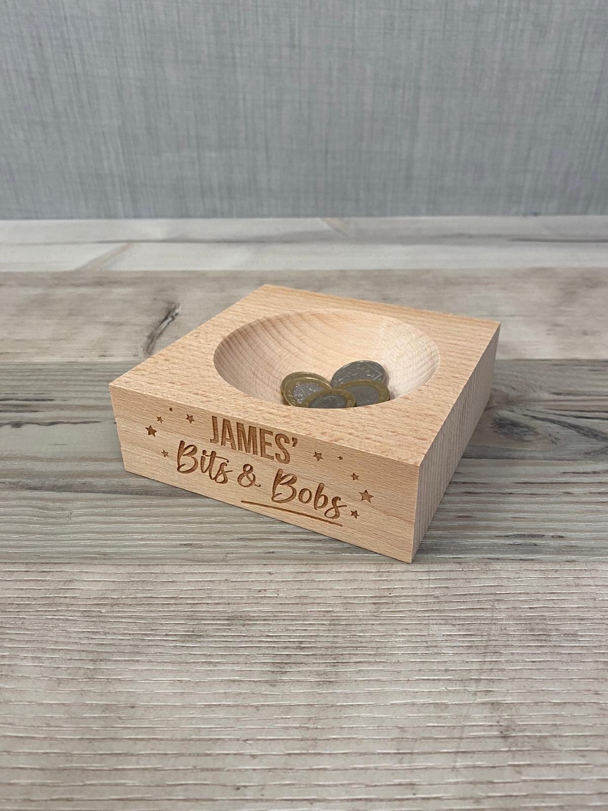 Personalised Solid Beech Bits and Bobs Tray Fathers Day | Etsy
