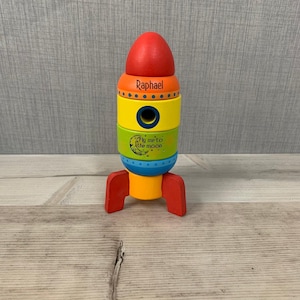 Personalised Wooden Rocket Stacking Toy - Engraved Rainbow Toy ...